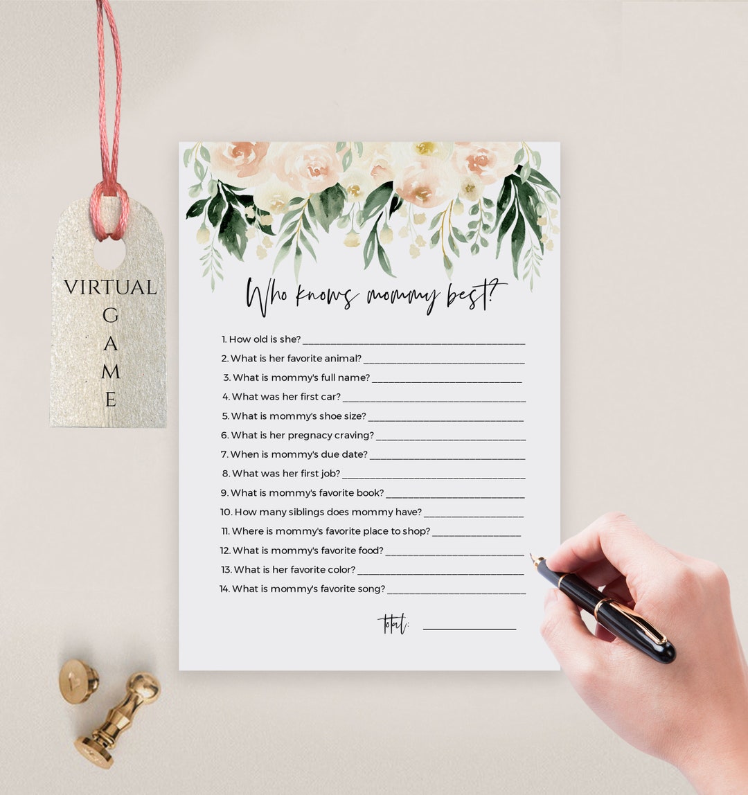 Who Knows Mommy Best Baby Shower Game Printable + Virtual / Editable ...