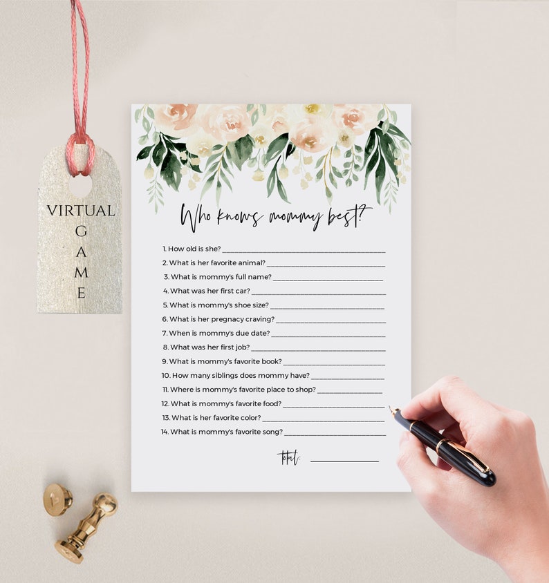 Who Knows Mommy Best Baby Shower Game Printable Virtual / - Etsy