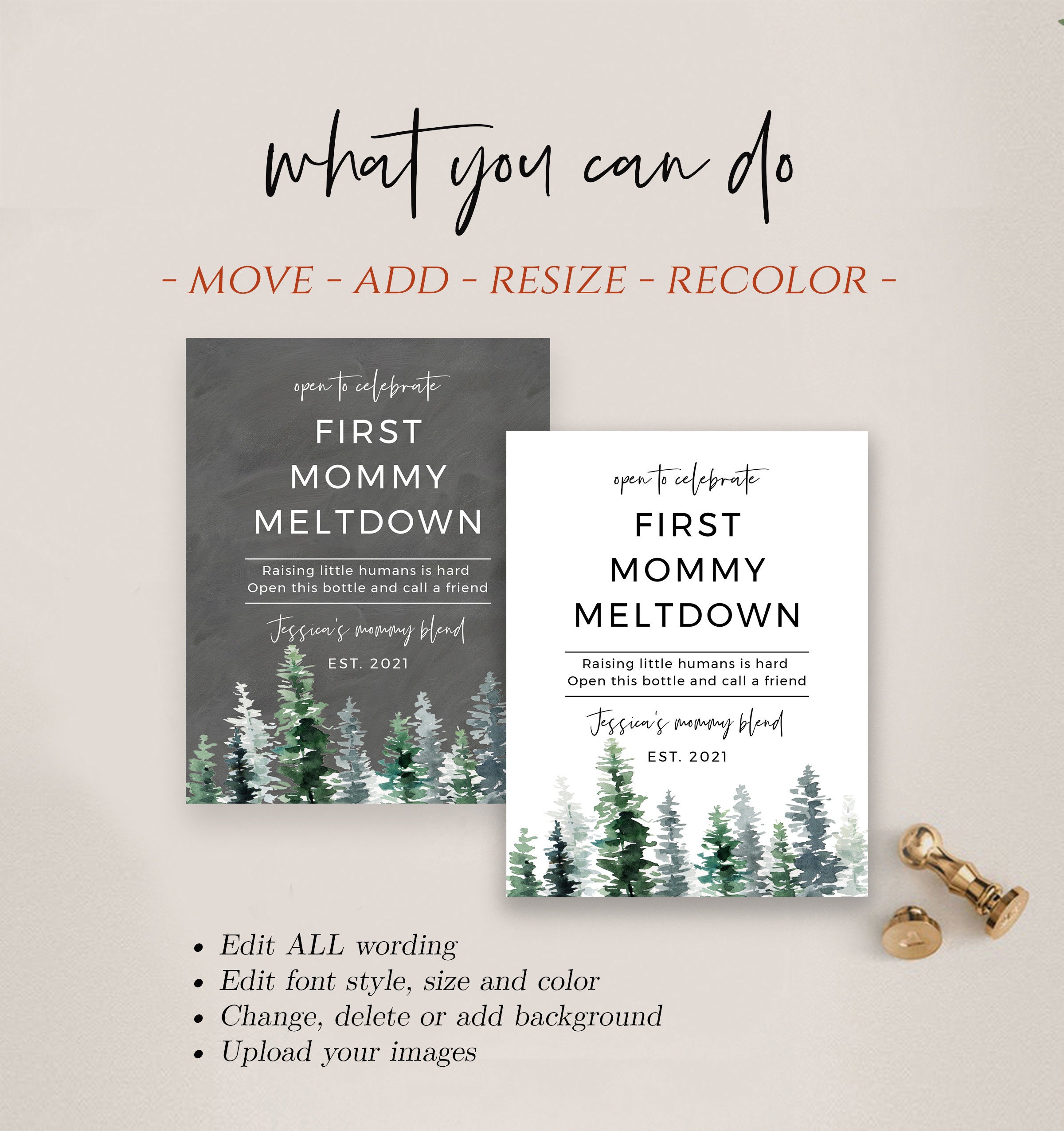 New Mom Gift Wine Labels Mommy Milestones Baby Shower Gift | Etsy