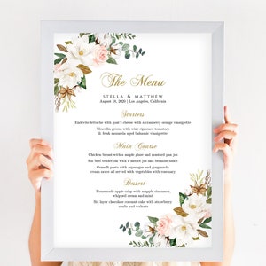 Wedding Menu Sign Template Printable Wedding Menu Board DIY - Etsy