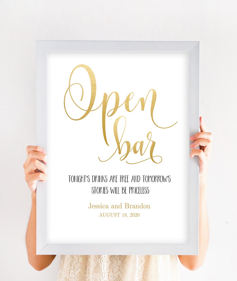 Open Bar Sign Wedding Bar Sign Bar Signage Printable Reception | Etsy