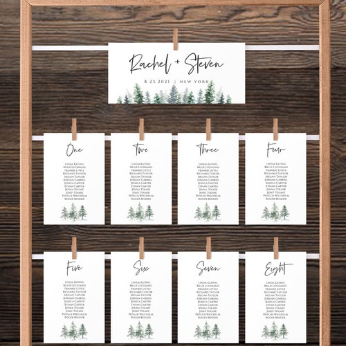 Seating Chart Template Rustic Pine Tree Wedding Seating - Etsy