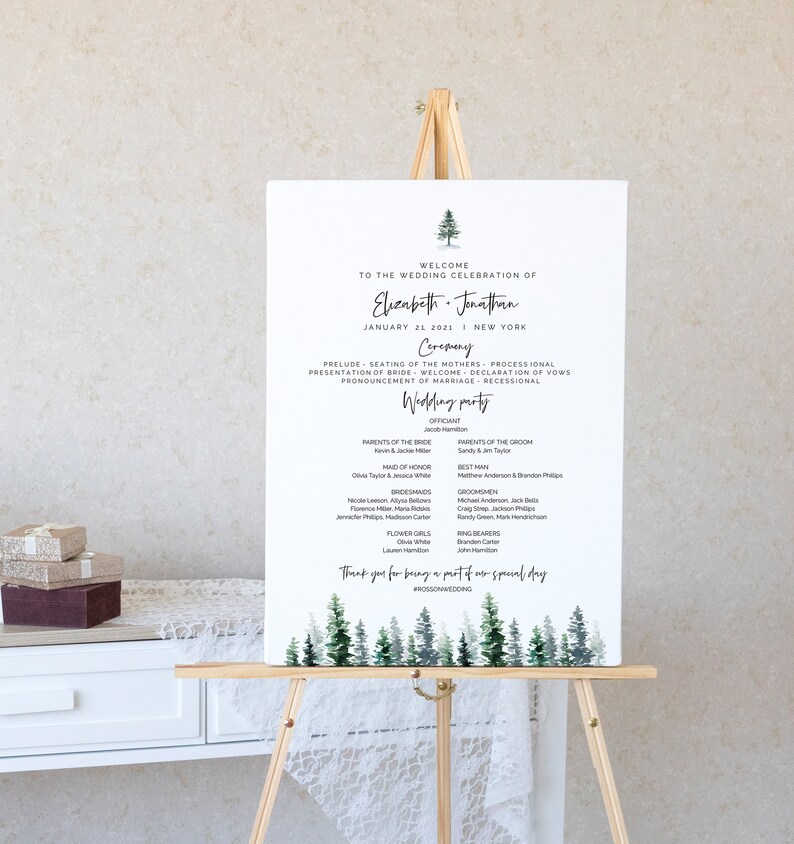 Wedding Program Sign Template Order of Service / Events Fully | Etsy