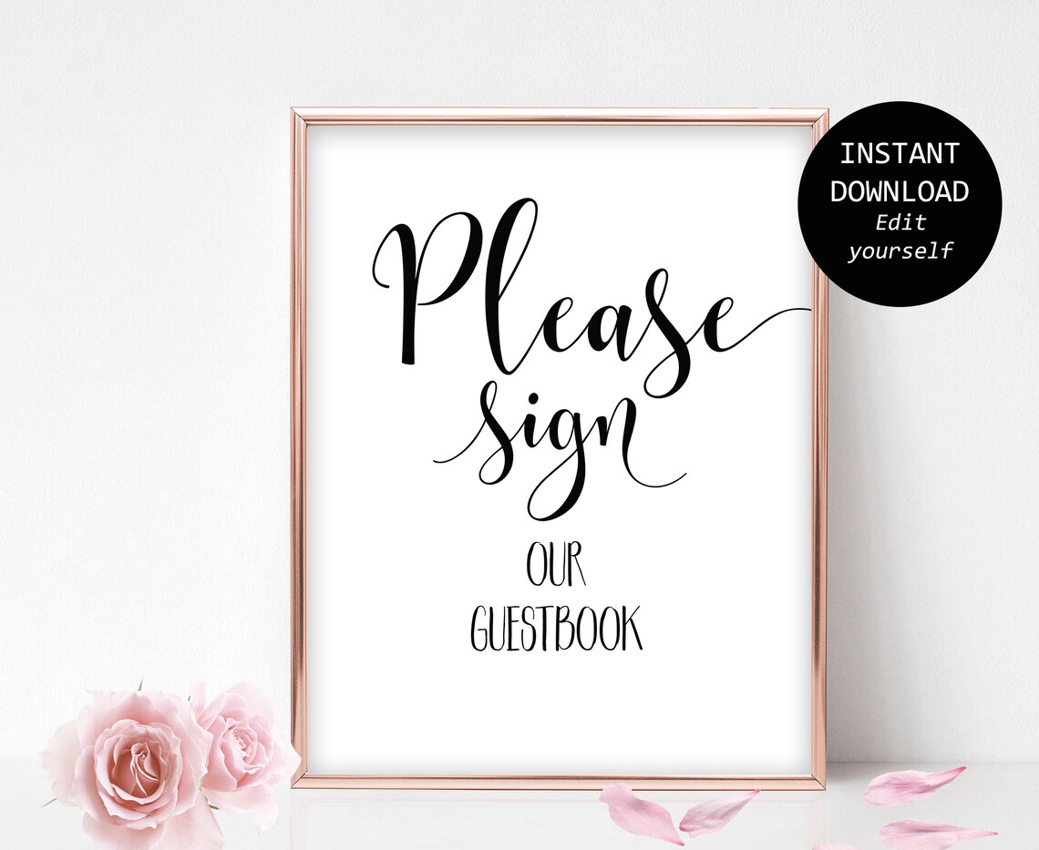 Please Sign Sign Editable Wedding Sign Please Sign Our | Etsy