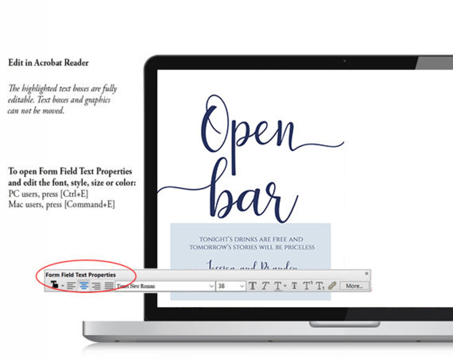 Printable Open Bar Sign Open Bar Wedding Sign Party Signs - Etsy