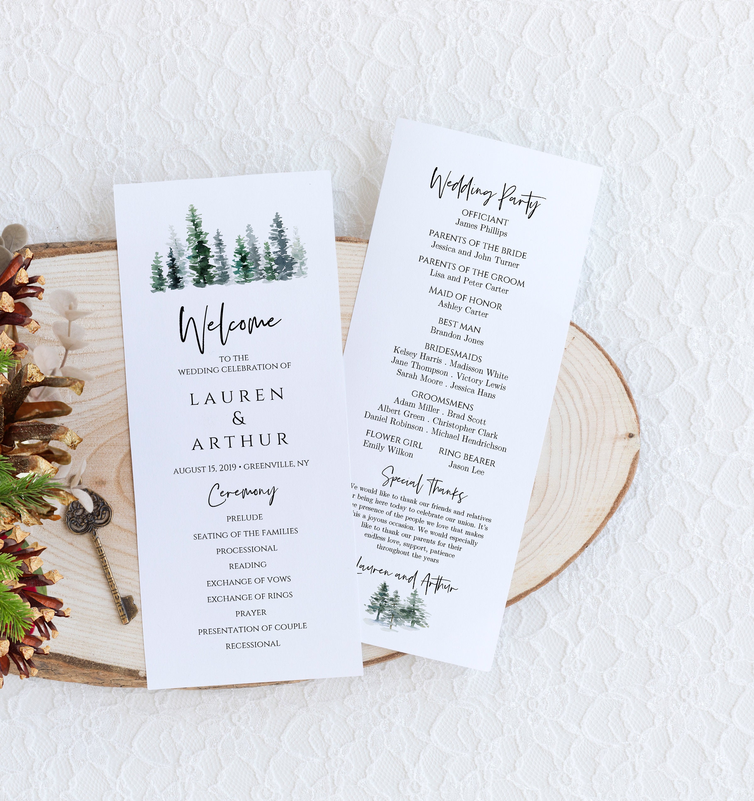 Front Page Wedding Program With Tree Tree Wedding Program Etsy
