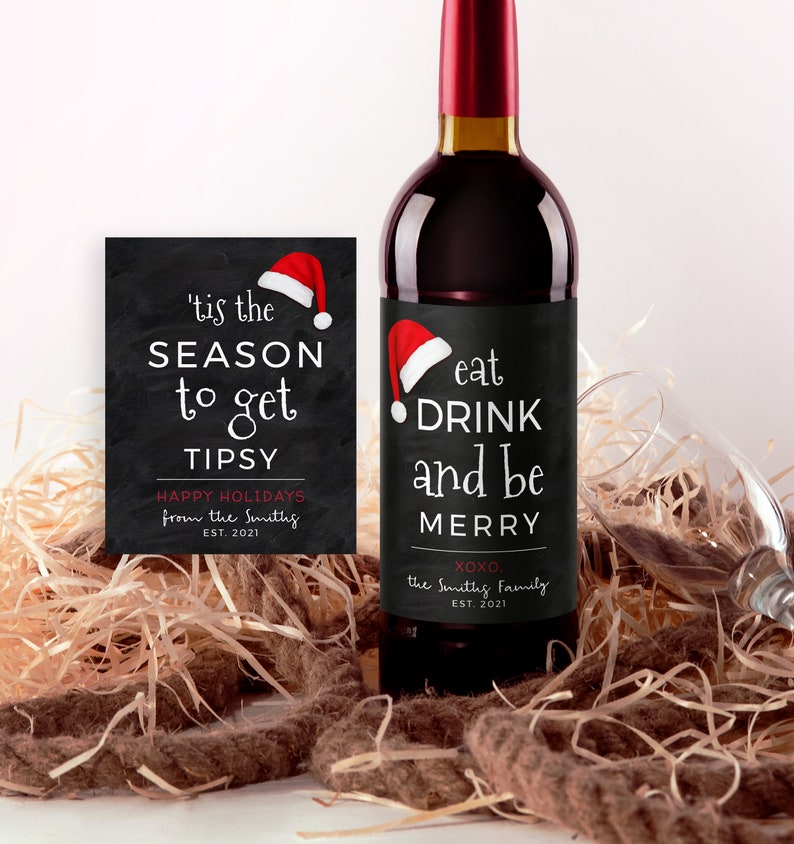 Editable Christmas Wine Label Set (digital Download) - Etsy