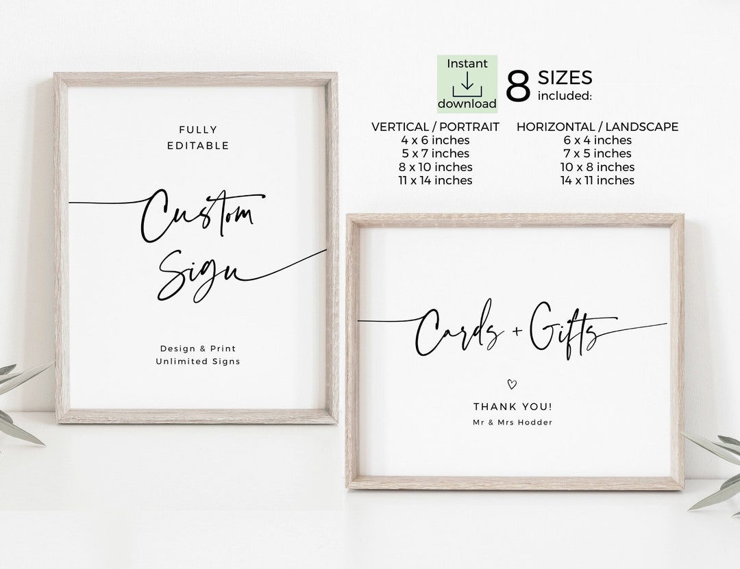 Modern Minimalist Custom Sign Template, Boho Wedding Sign Printable ...