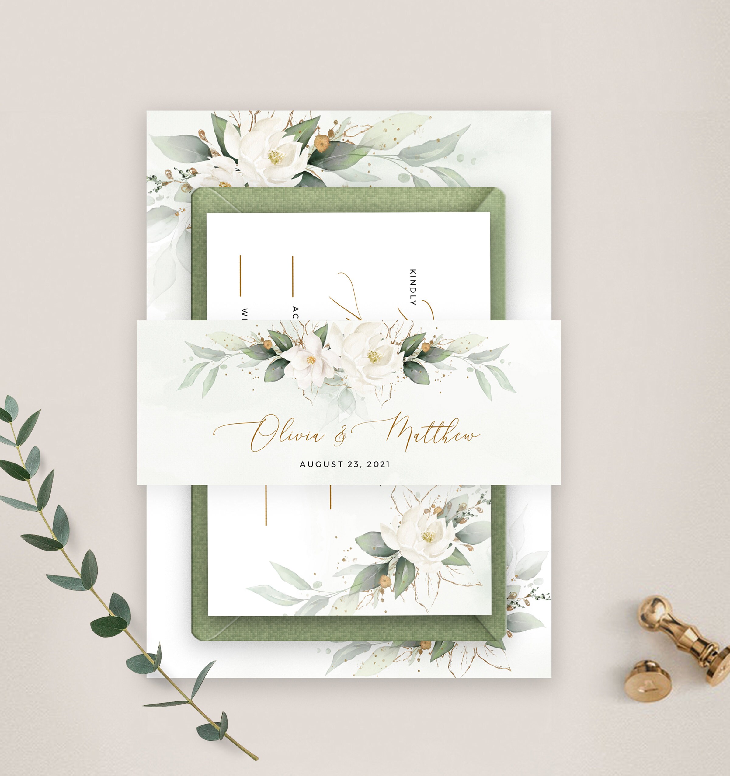 Greenery Wedding Invitation Template Wedding Invitation - Etsy
