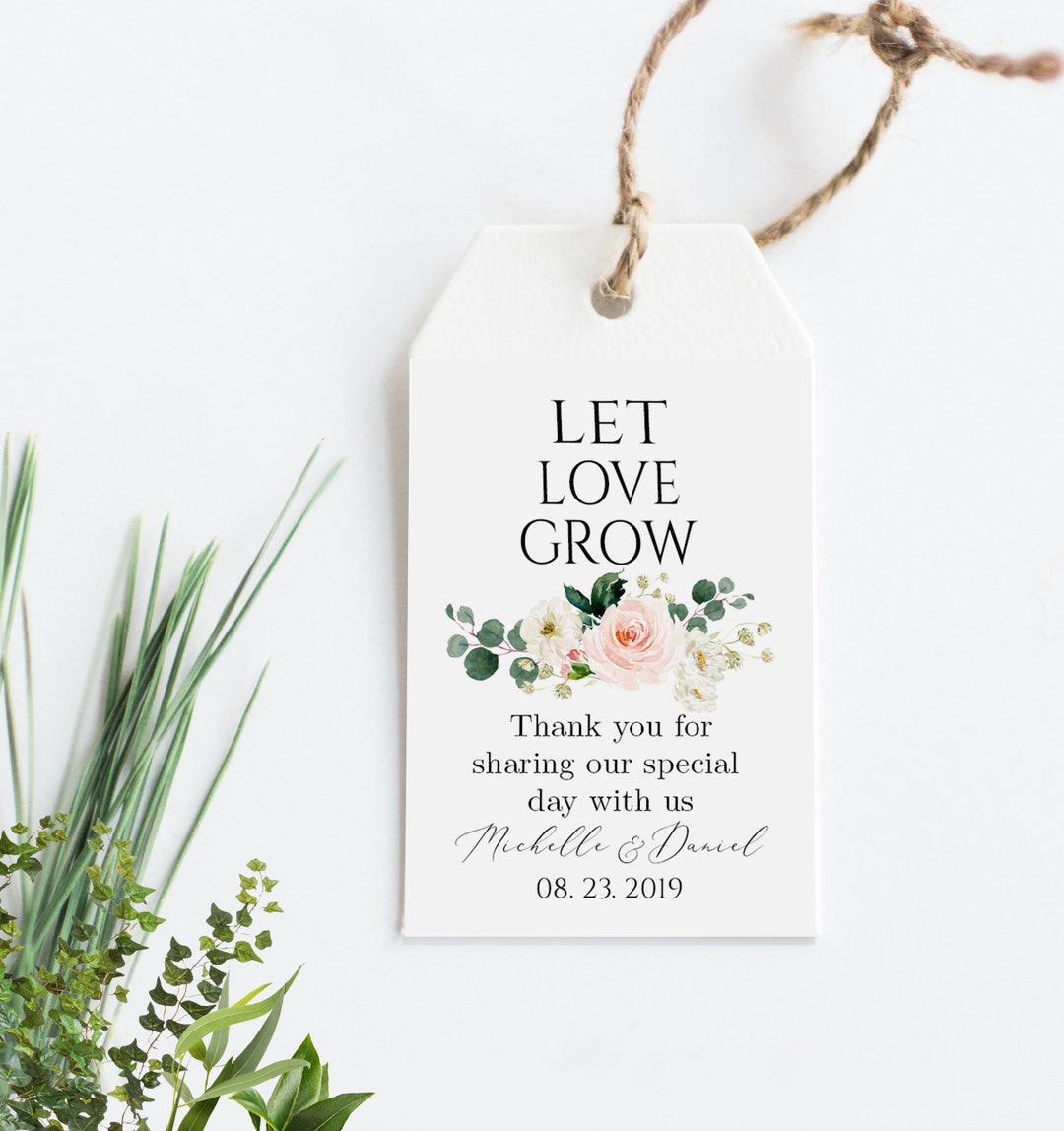 Let Love Grow Wedding Favor Tags Plant Seeds, Bridal Shower Tag, Let ...