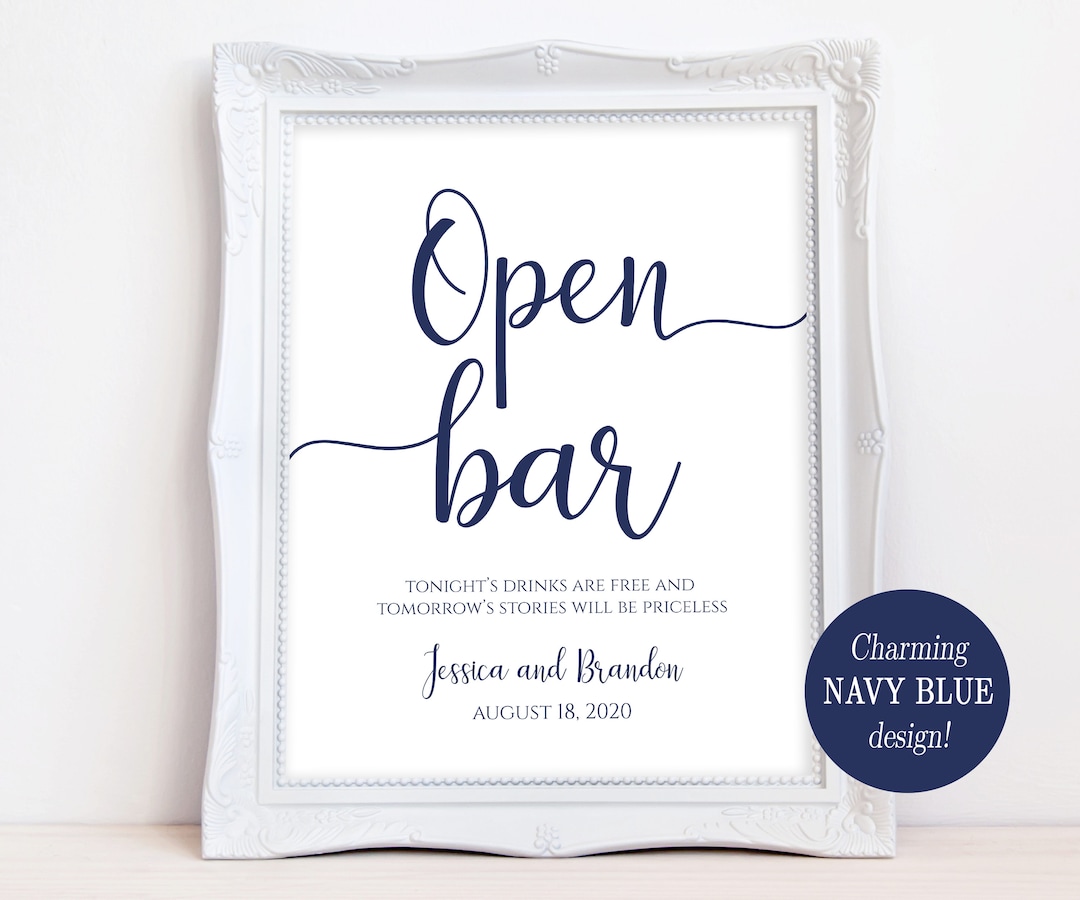 Printable Open Bar Sign Open Bar Wedding Sign Party Signs Bridal Shower ...