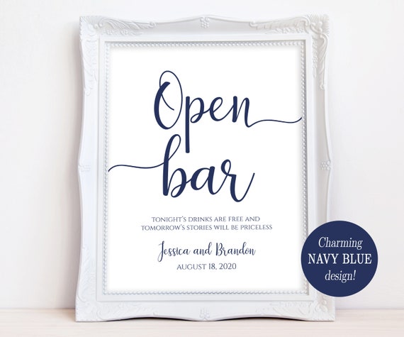 Printable Open Bar Sign Open Bar Wedding Sign Party Signs | Etsy