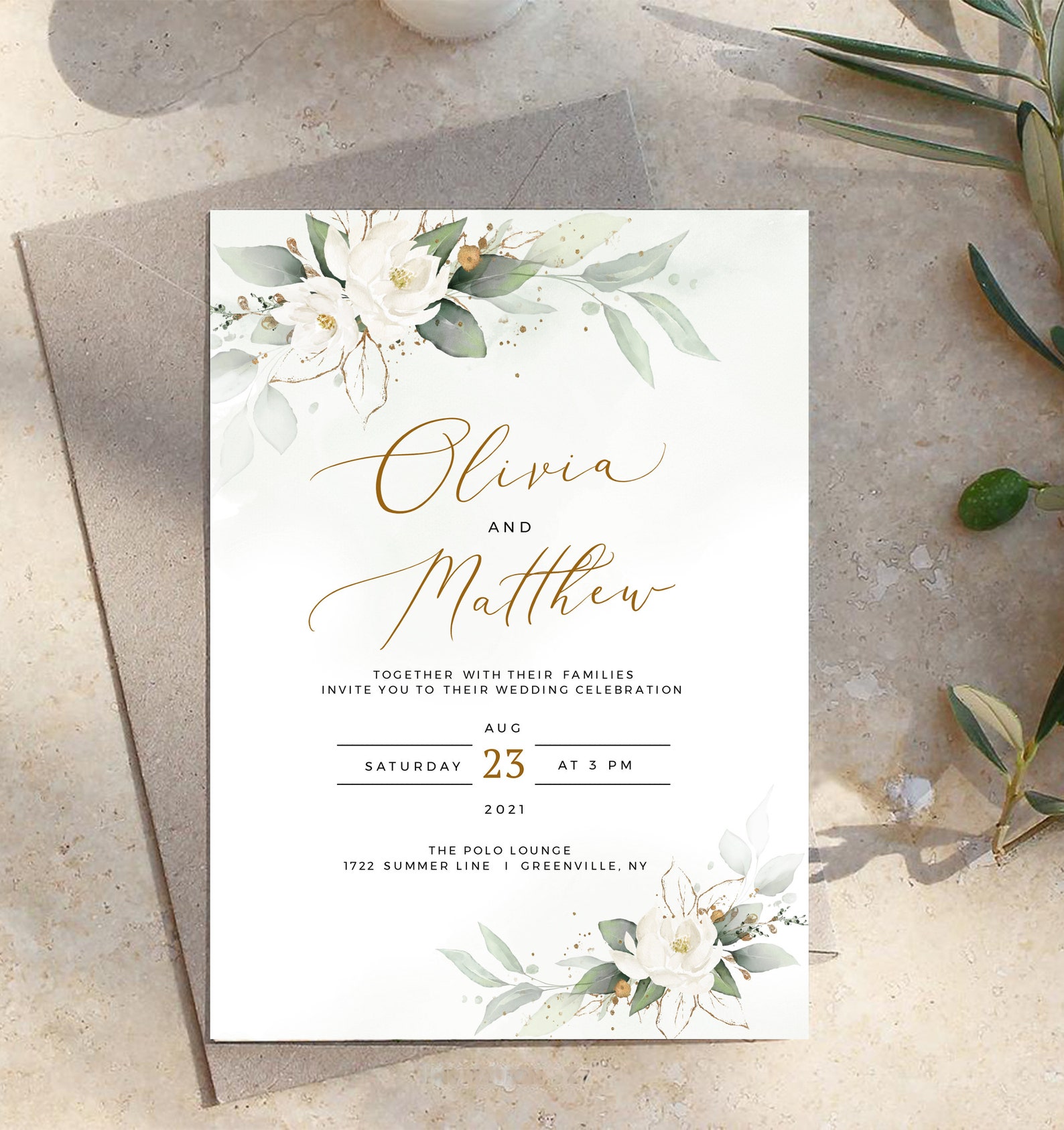 Greenery Wedding Invitation Template Wedding Invitation - Etsy