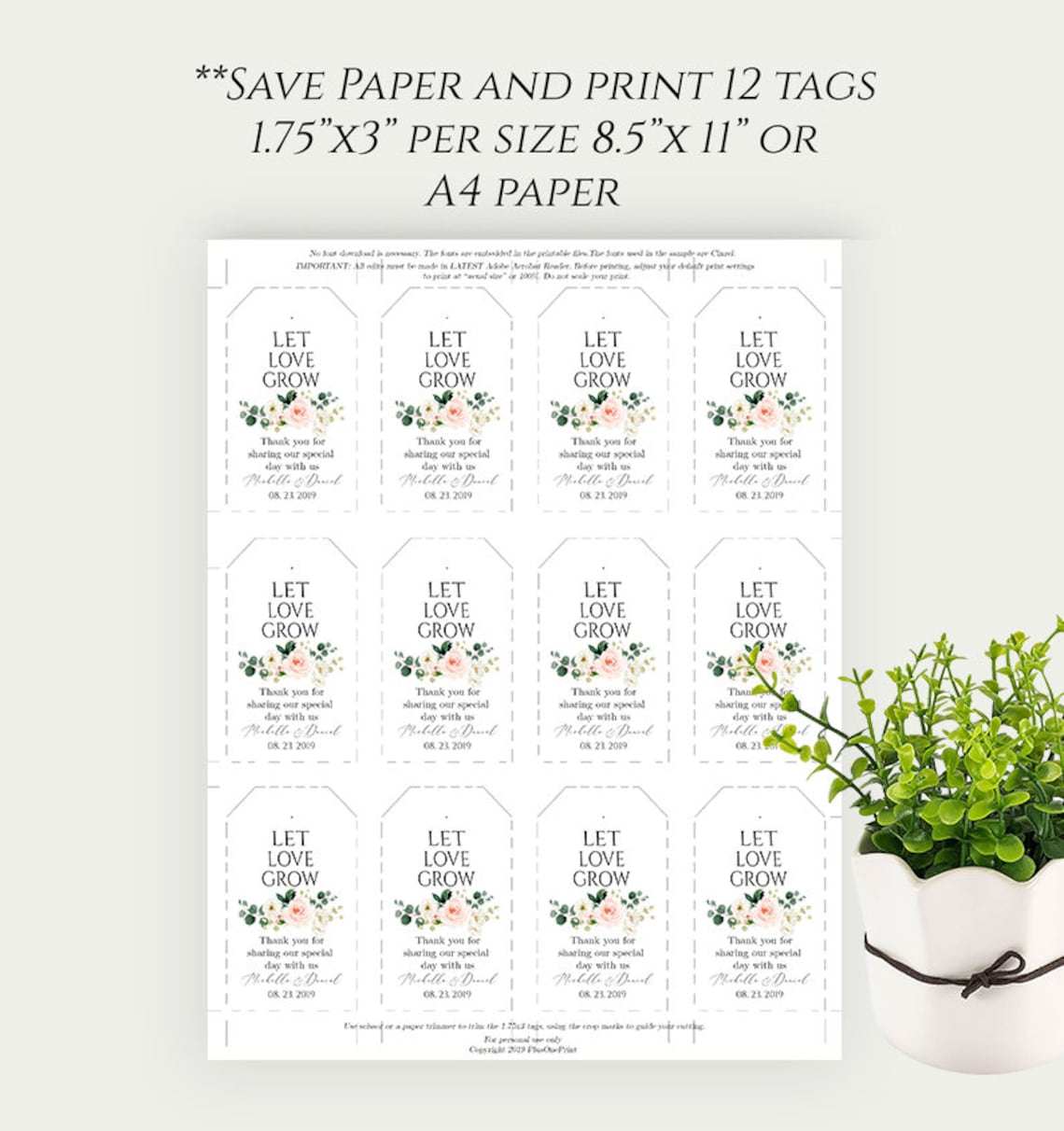 Let Love Grow Wedding Favor Tags Plant Seeds Bridal Shower - Etsy