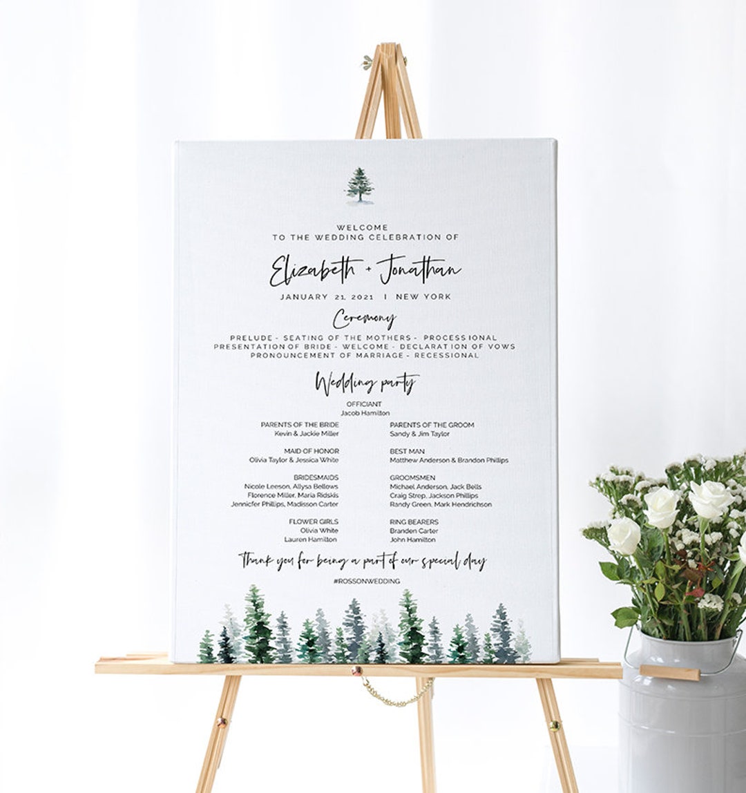Wedding Program Sign Template Order of Service / Events Fully Editable ...