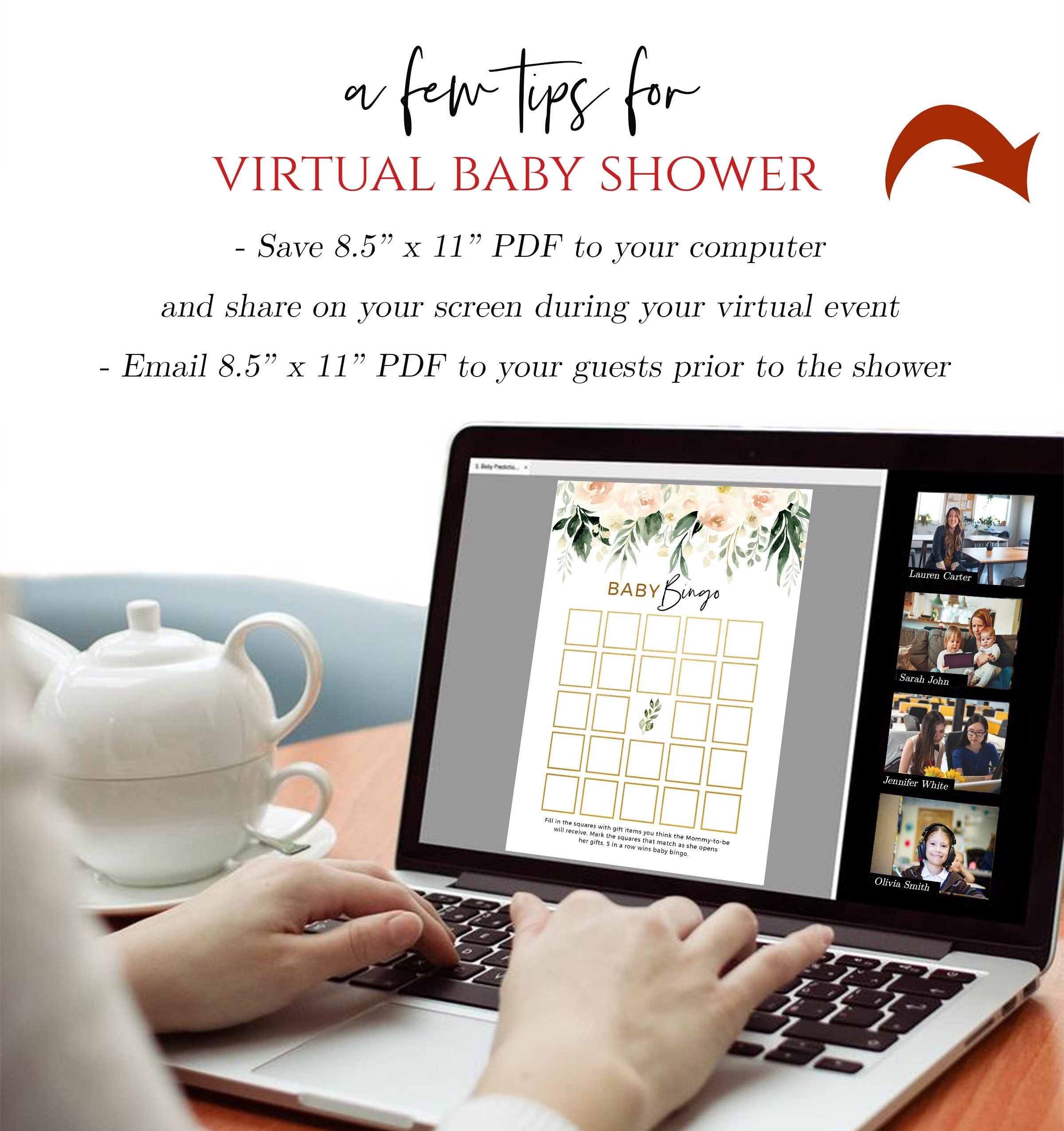 Baby Shower Bingo Virtual & Printable Baby Shower Game Baby | Etsy