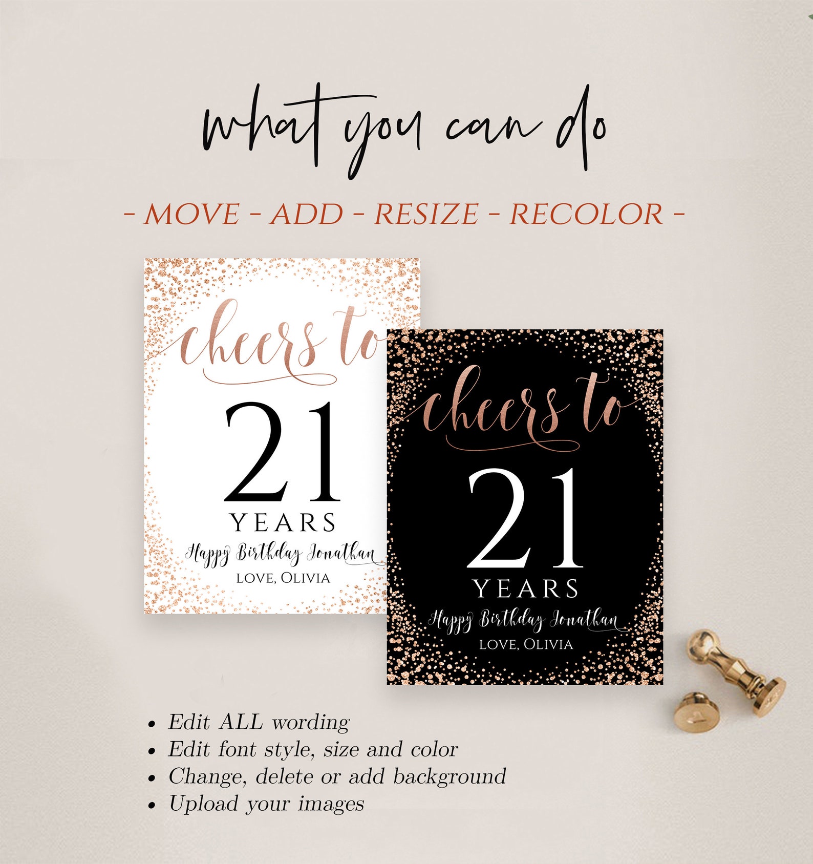 Birthday Wine Label Cheers to 21 Years, 100% Editable Labels 21st ...