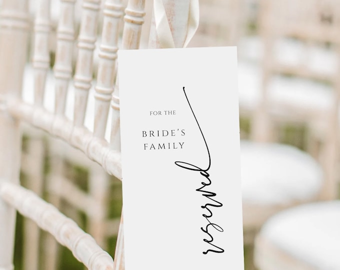 Wedding Reserved Seating Tag & Ceremony Wedding Sign, Minimalist ...