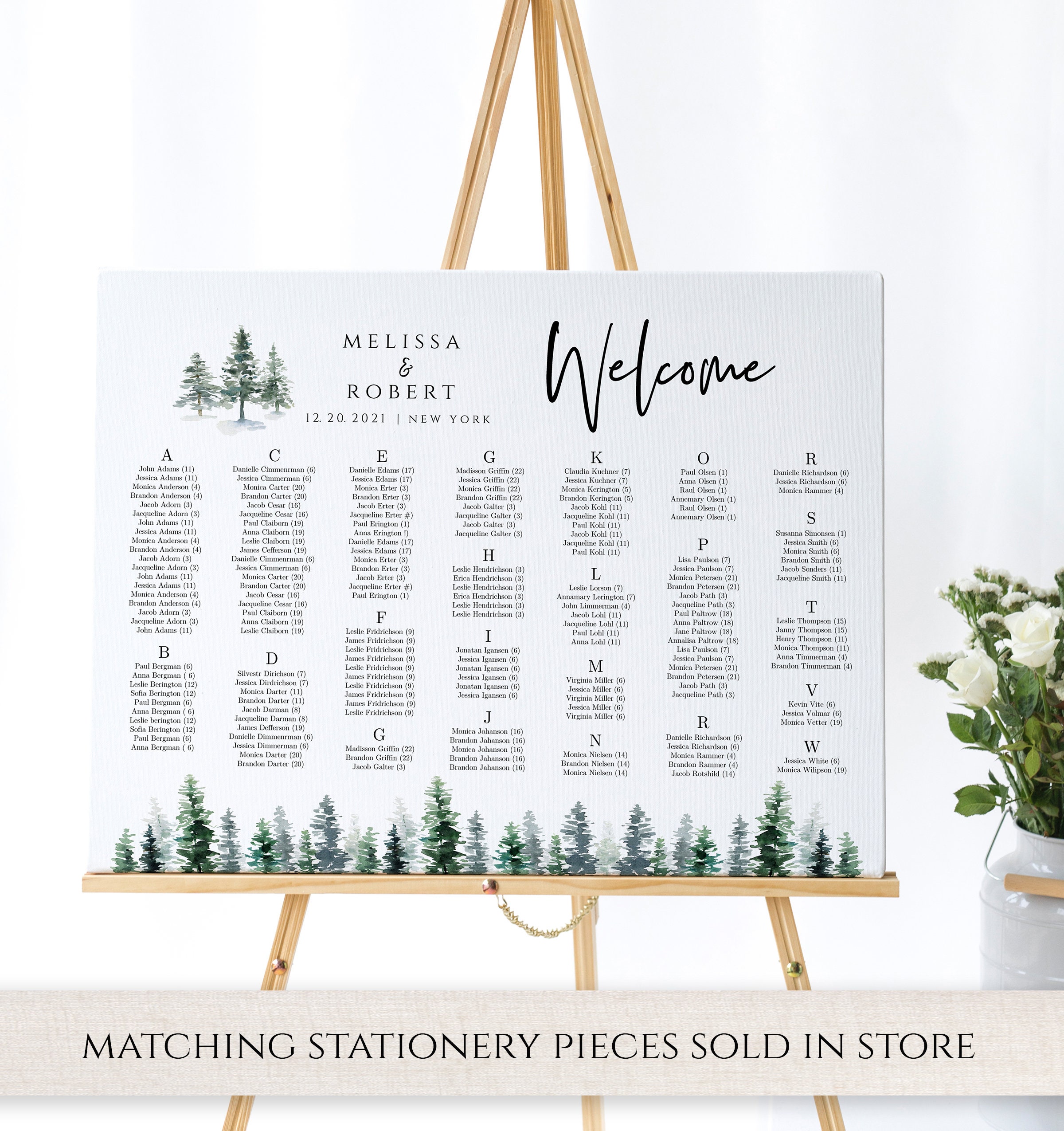 Evergreen Pine Tree Wedding Sign Template: Editable Custom Bridal ...