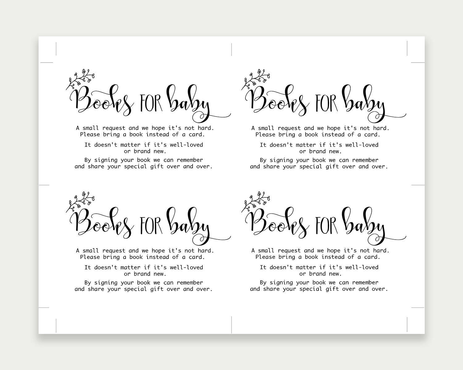 Printable Book Instead of Card for Baby Shower Book Insert - Etsy