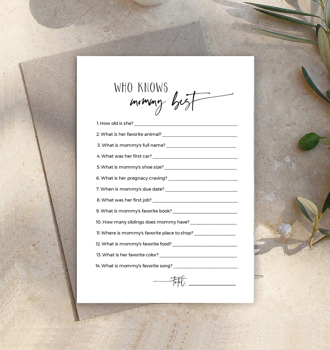Who Knows Mommy Best Baby Shower Game Printable + Virtual, Instant ...