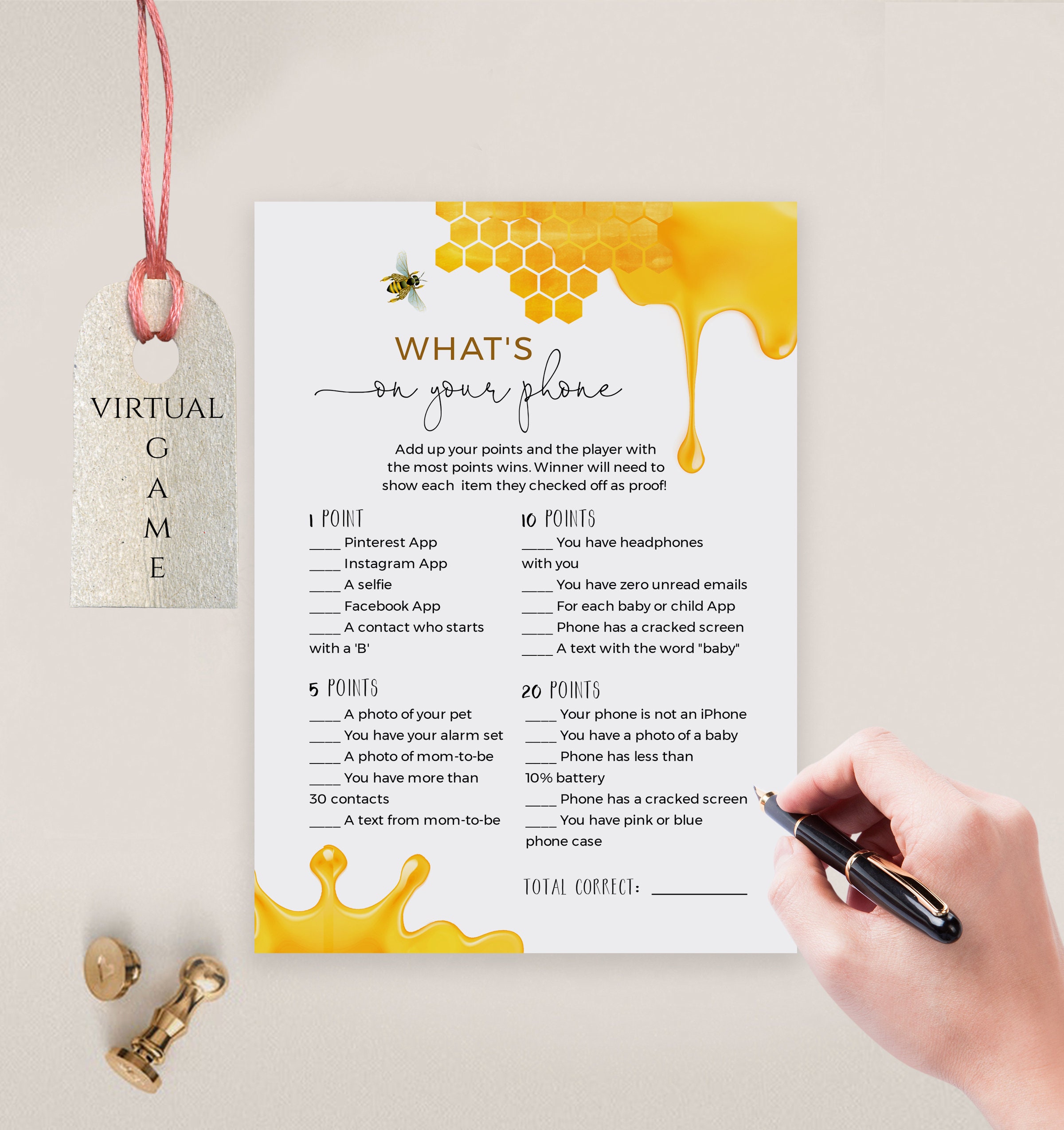 Bee What's on Your Phone Game Printable Virtual Baby - Etsy