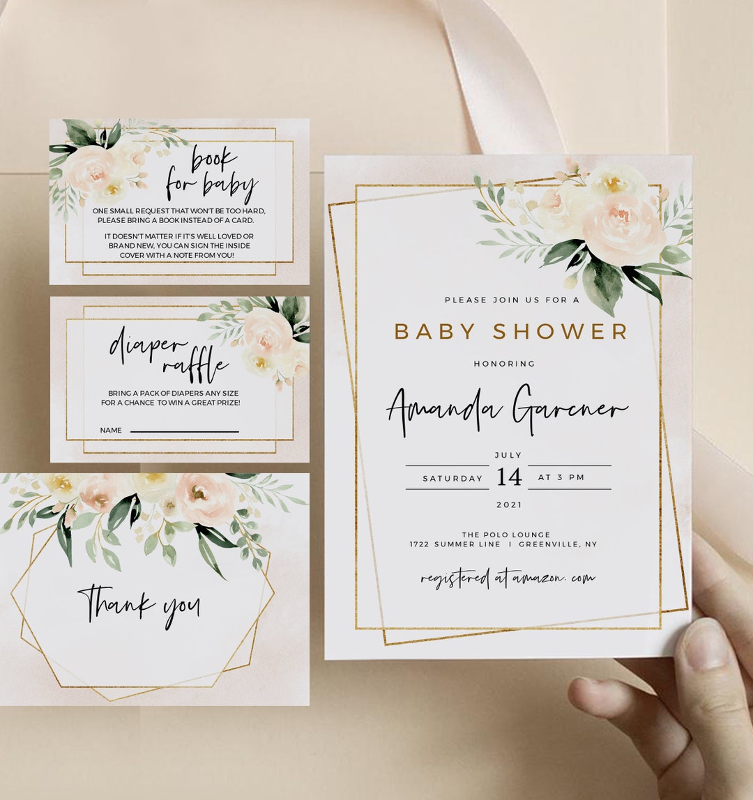 Peach Yellow Baby Shower Invitation, Pastel Baby Shower Invite Template ...