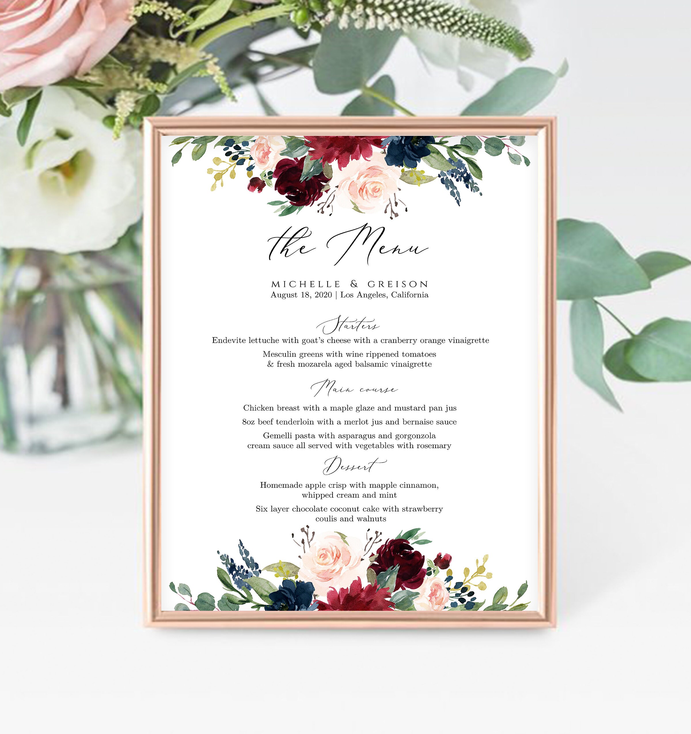 Wedding Food Menu Template Wedding Menu Sign Printable Wedding | Etsy