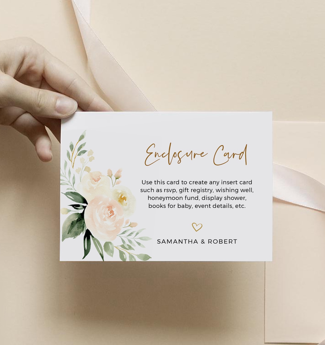 Enclosure Card Template, Printable Insert Card, Editable for Wishing ...