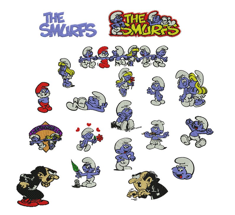 19 Smurfs Embroidery Design Smurf Embroidery Design | Etsy