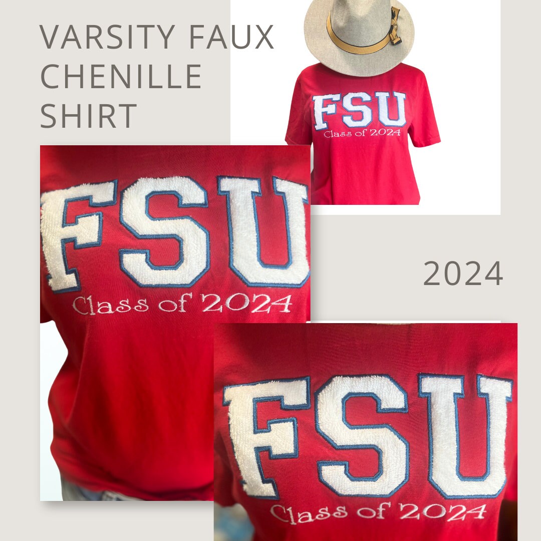 Varsity Faux Terry Cloth Chenille College Letter Shirts, Class of 2024 ...