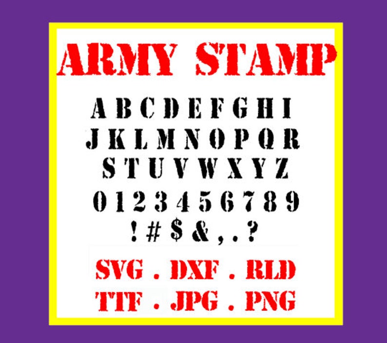 Font: ARMY STAMP script cricut embrilliance | Etsy