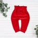 Red Velvet Baby Girl Pants With Bow, Toddler Leggings - Etsy