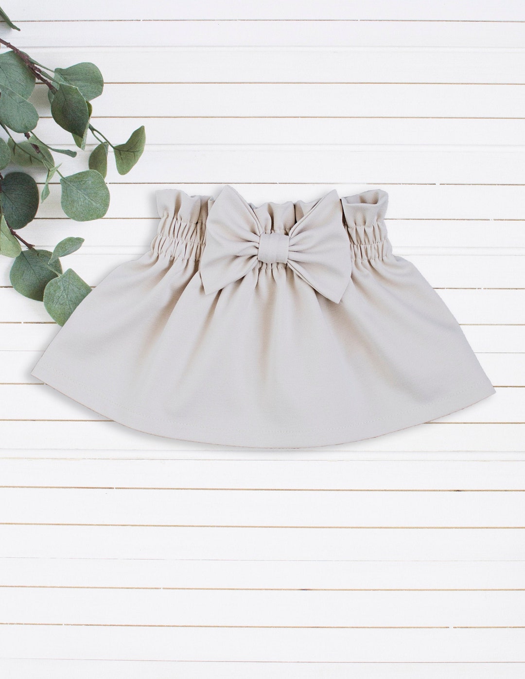 Ivory Girls Skirt, Baby Girl Outfit, Ivory Baby Clothes, Beige Baby Bow ...