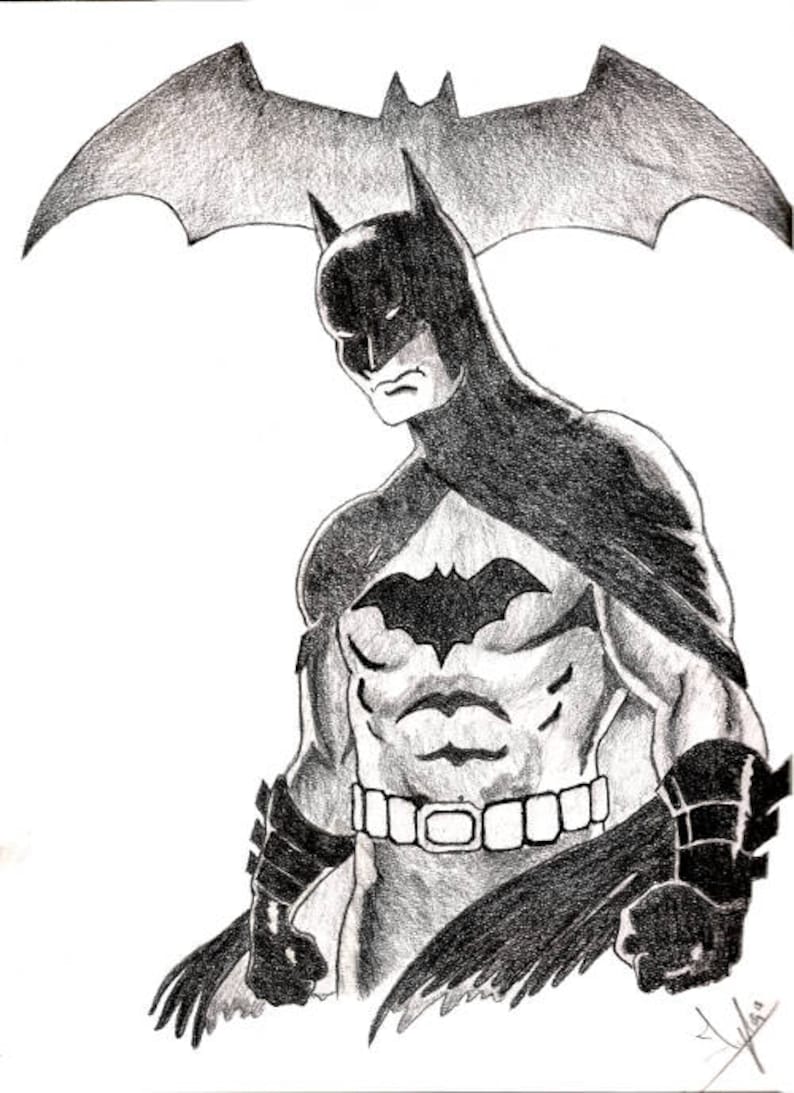 Batman Art Print, Batman Wall Art, Batman Drawing, Batman Poster, Super ...