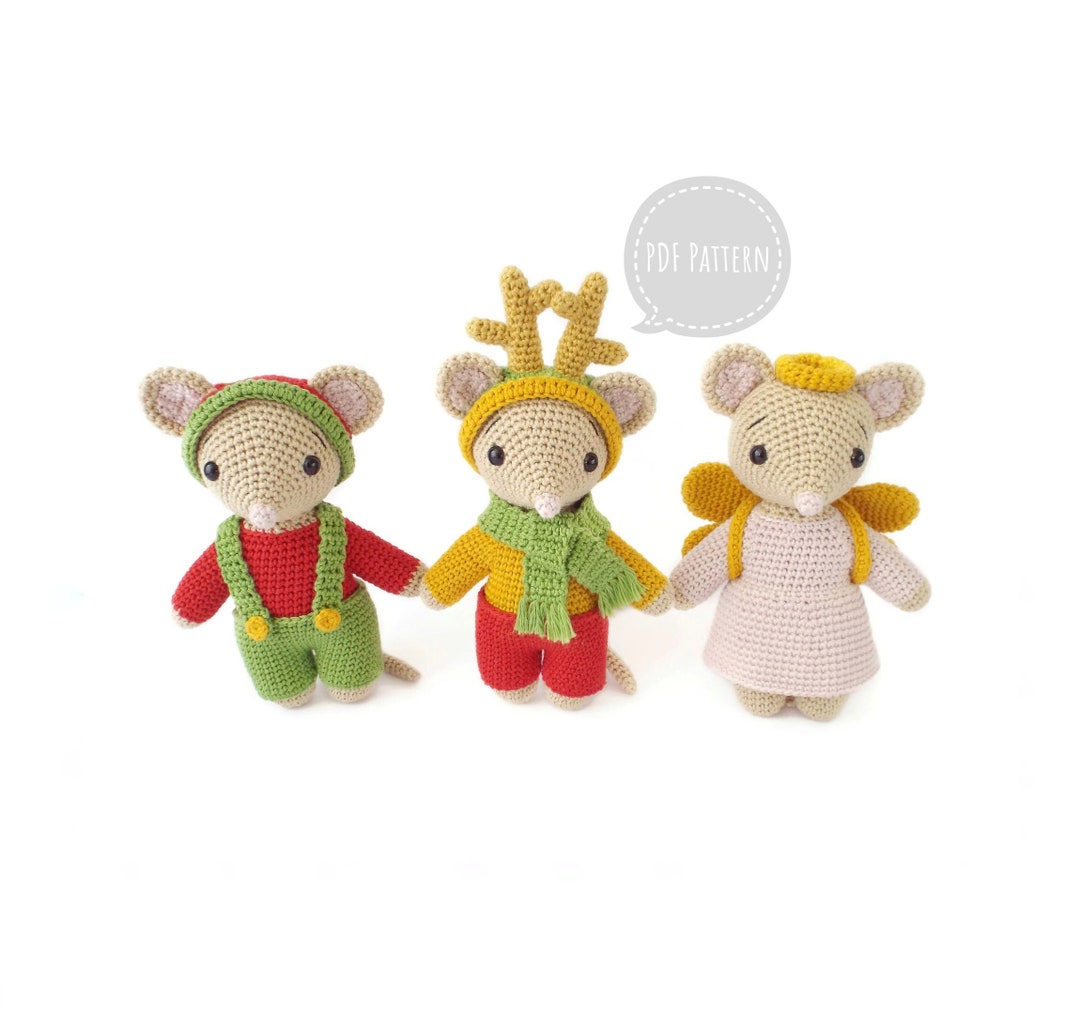 Christmas Mouse Trio - Crochet Amigurumi Pattern - ENGLISH Written ...