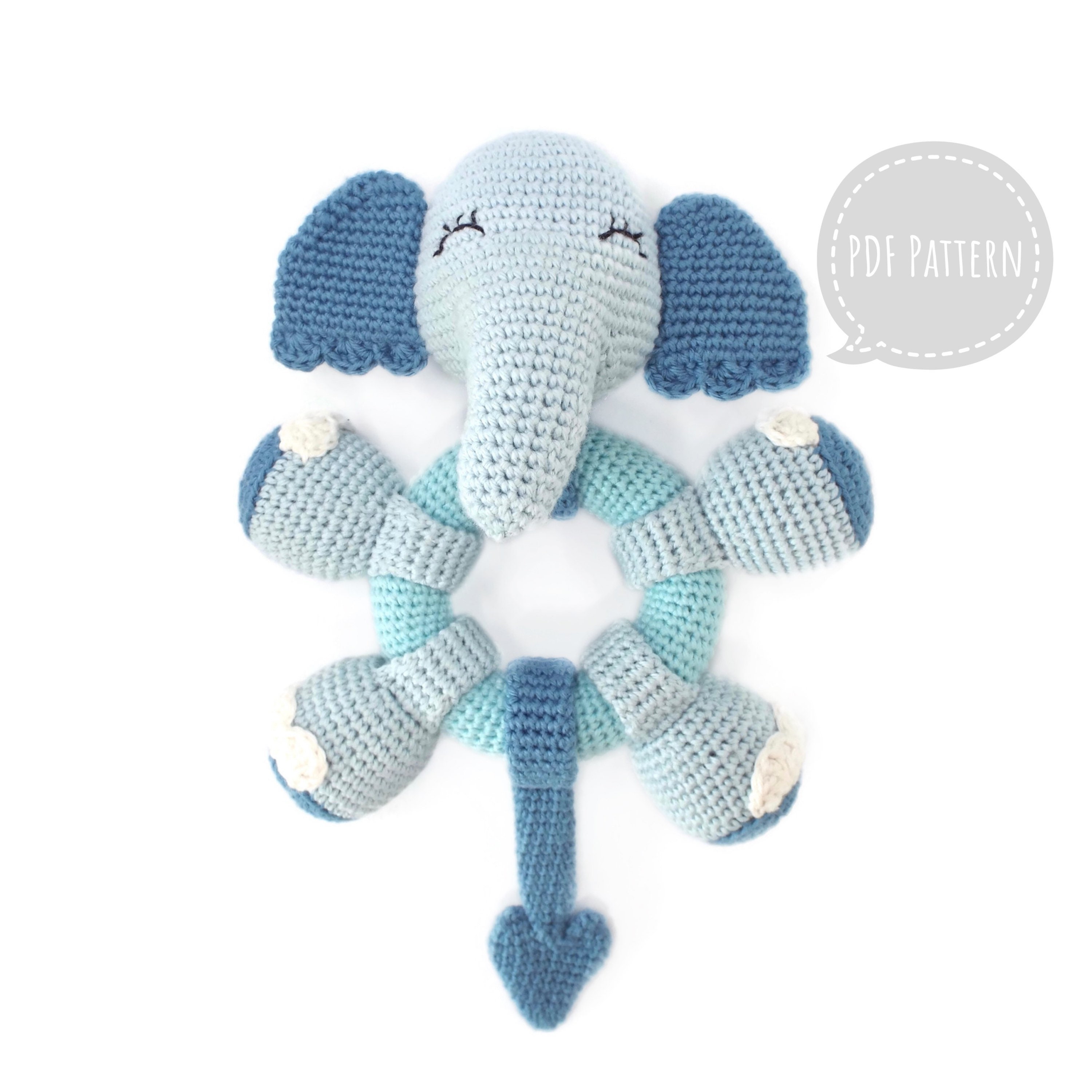 Elephant Ring Rattle Crochet Amigurumi Pattern Instructions - Etsy