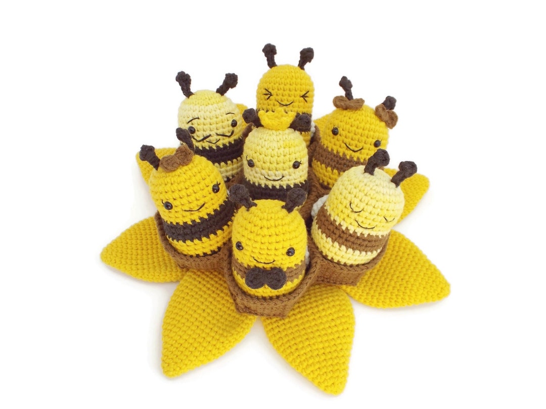 Beehive Flower and Bees - Crochet Amigurumi Pattern - ENGLISH Written ...