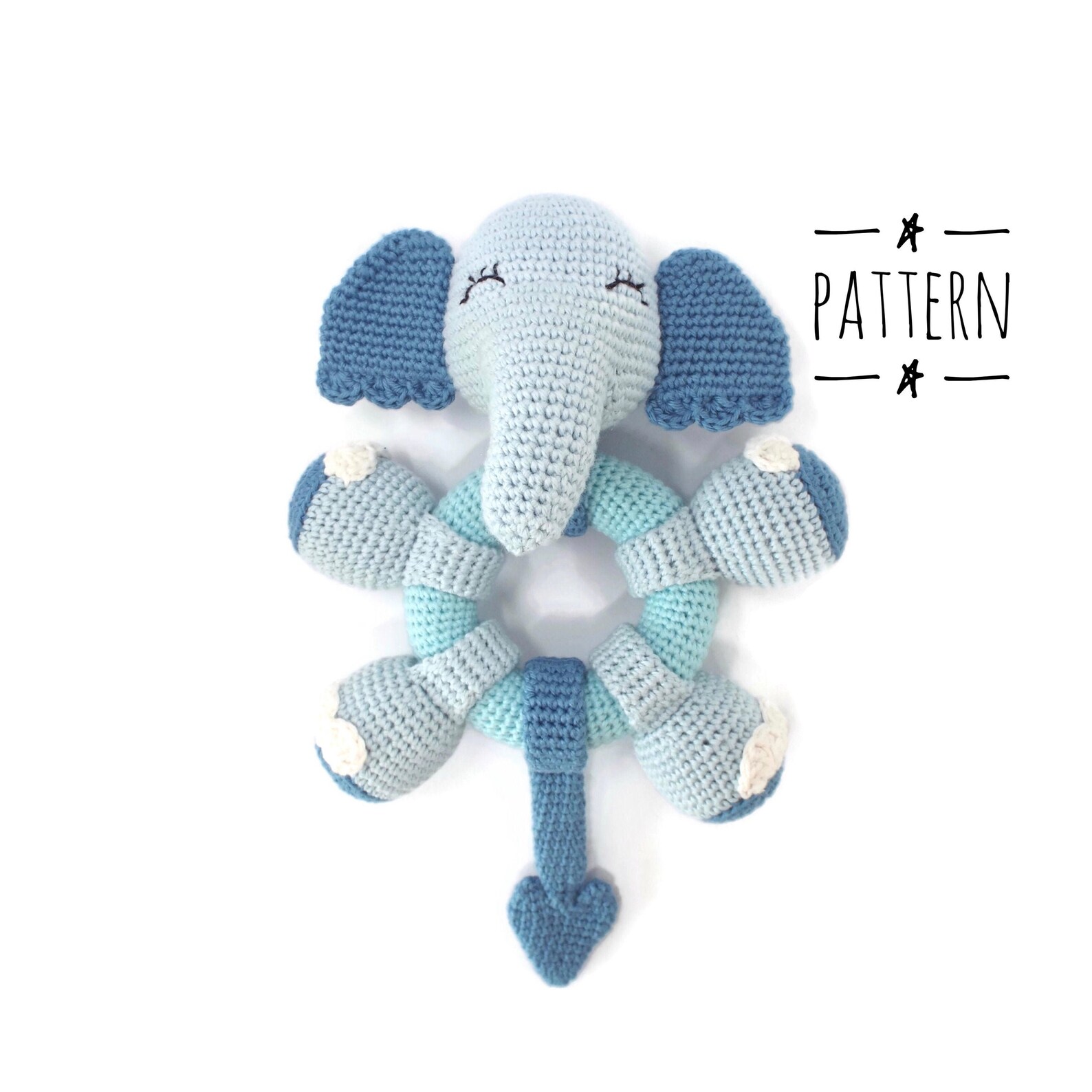 Elephant Ring Rattle Crochet Amigurumi Pattern Instructions | Etsy