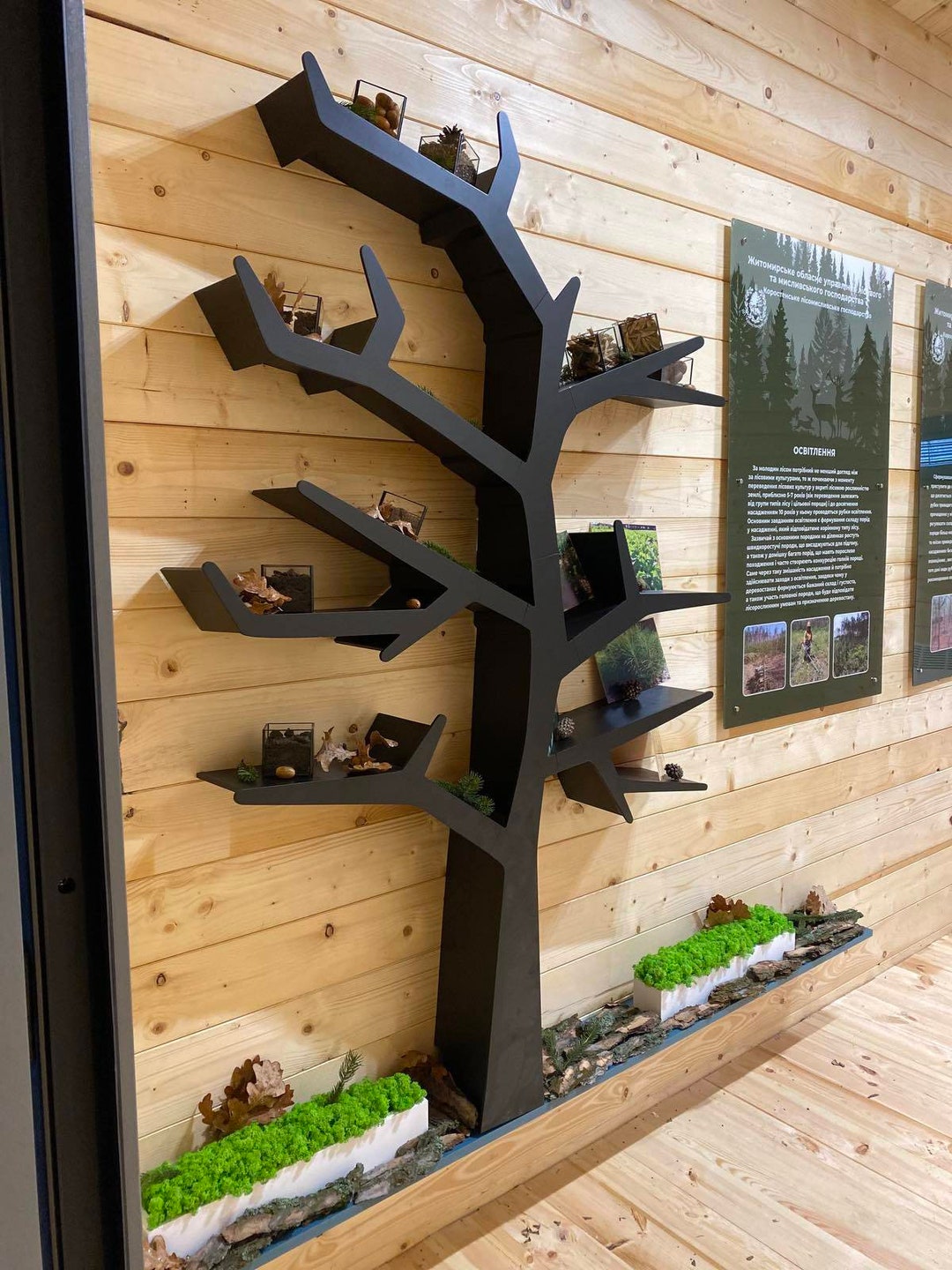 Bookshelf Wall Art Shelves Wooden Tree Stand for Living - Etsy