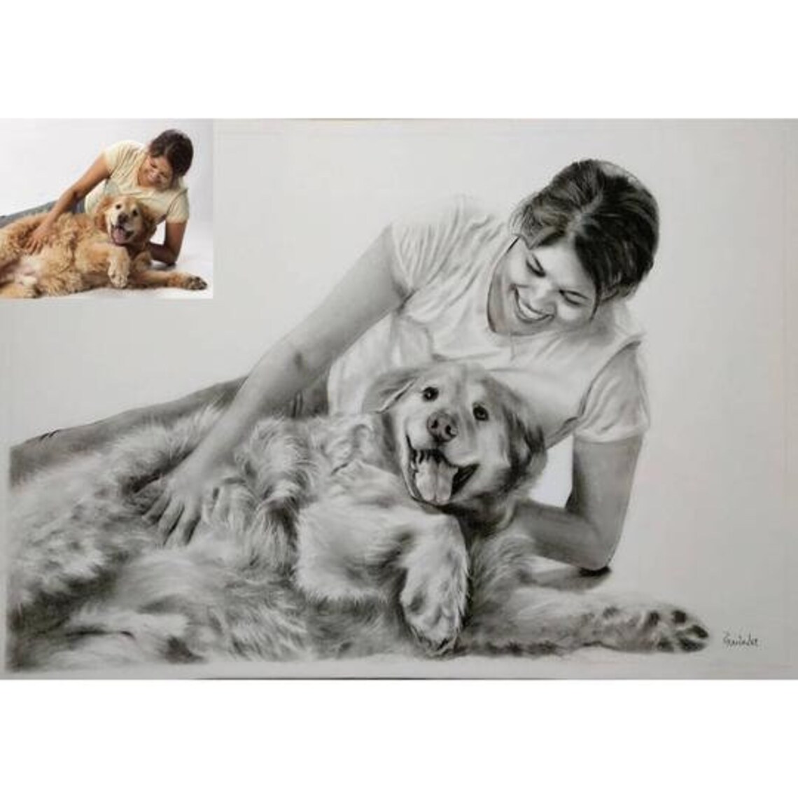 Custom Dog Drawing, Dog Memorial, Photo to Sketch, Charcoal Drawing ...