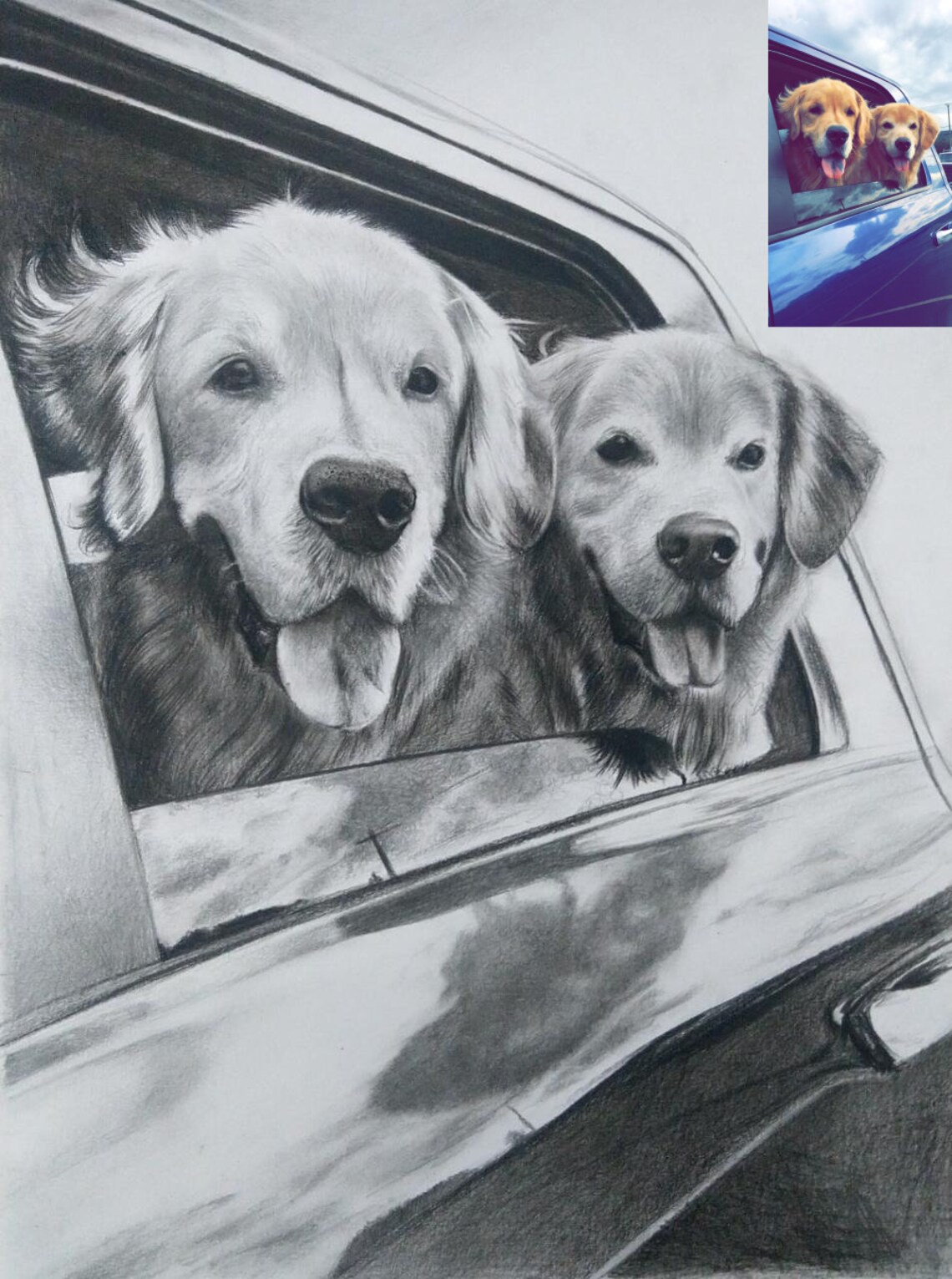 Custom Dog Drawing, Dog Memorial, Photo to Sketch, Charcoal Drawing ...