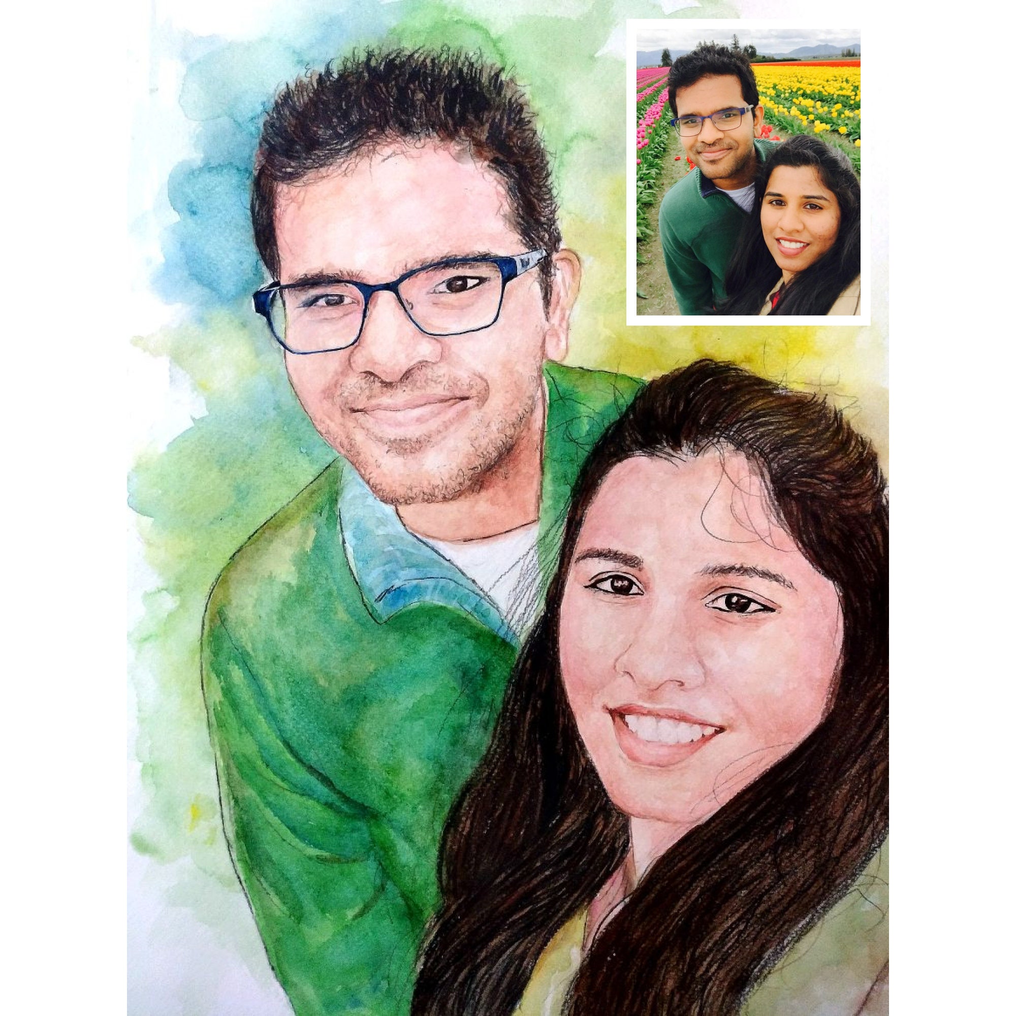 Custom Portrait/ Boyfriend Gift/ Photo to Sketch/ Watercolor Painting ...