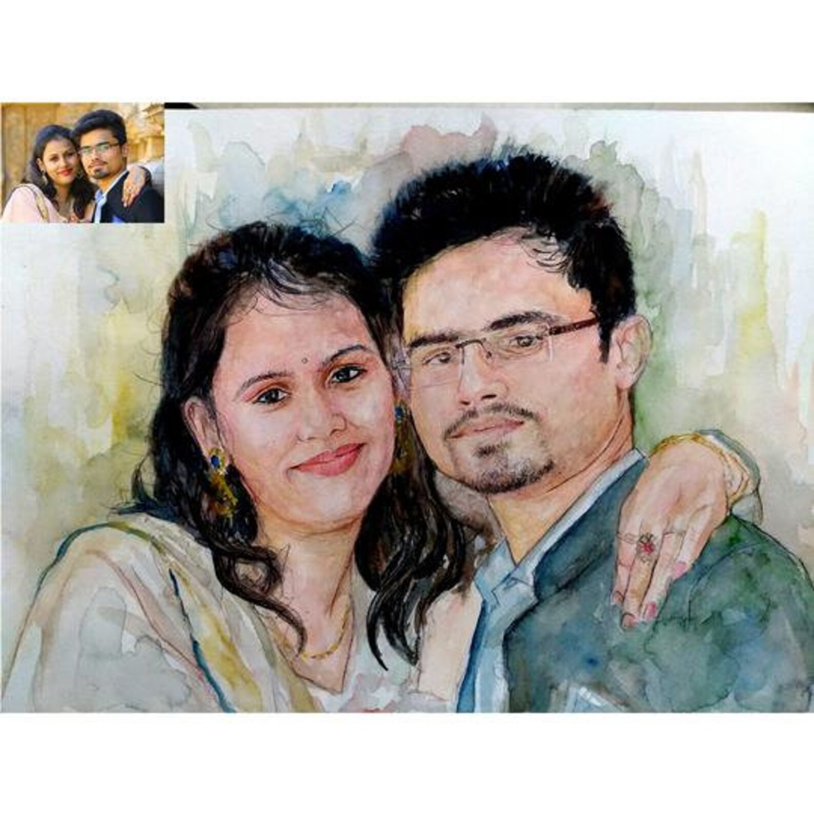 Custom Portrait, Anniversary Gift,watercolor Painting, Photo to ...