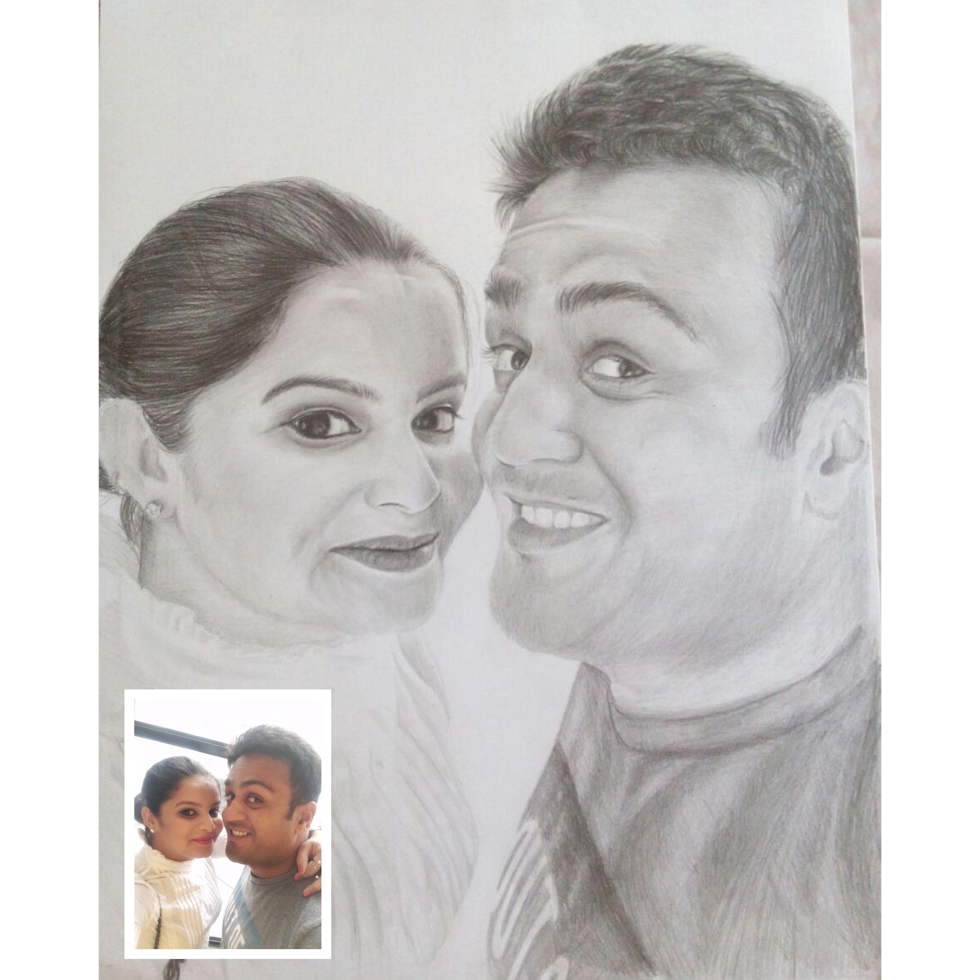 Boyfriend Gift/ Custom Portrait/ Romantic/ Photo to Sketch/ | Etsy