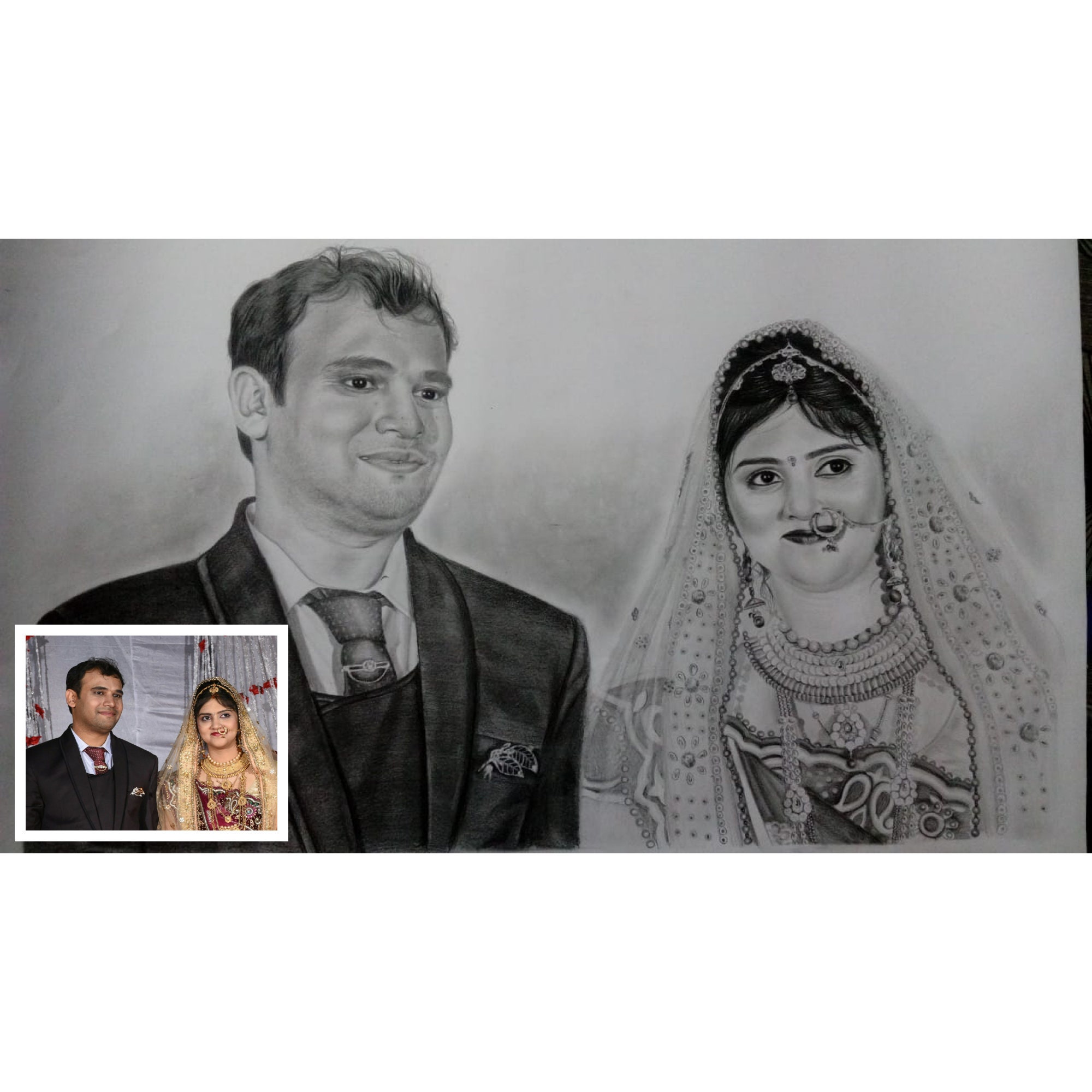 Boyfriend Gift/ Custom Portrait/ Romantic/ Photo to Sketch/ | Etsy