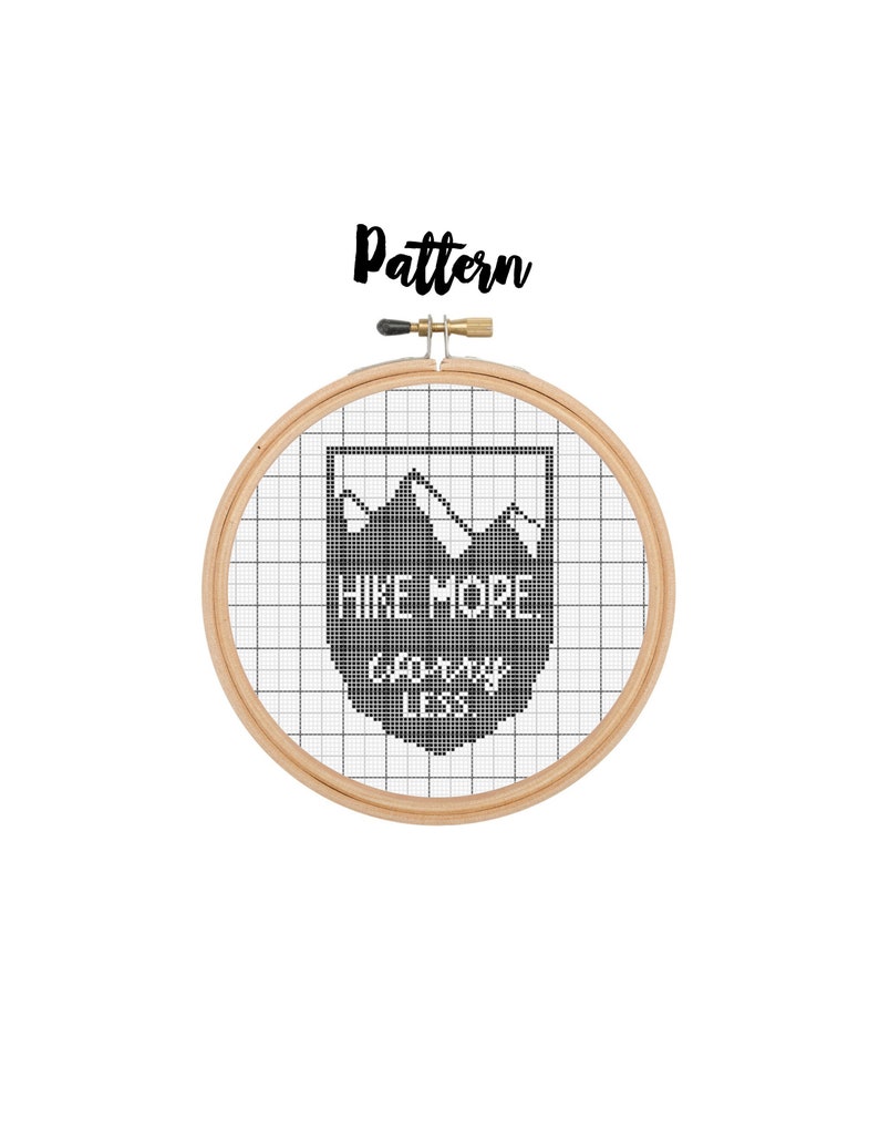 Hike More Worry Less || Cross Stitch Needlepoint Pattern - Etsy