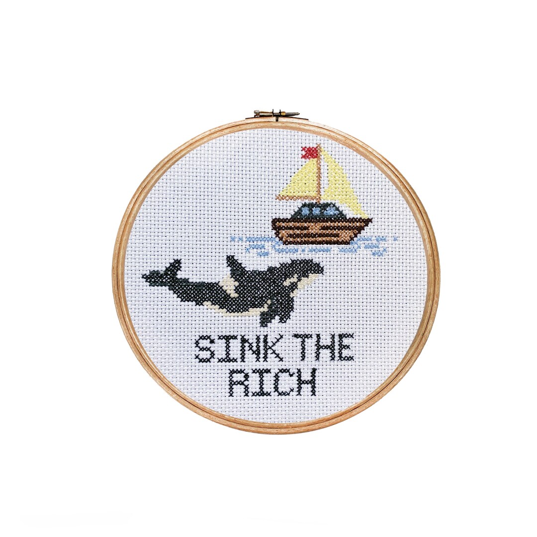 Sink the Rich Cross Stitch With Whale Detail - Etsy