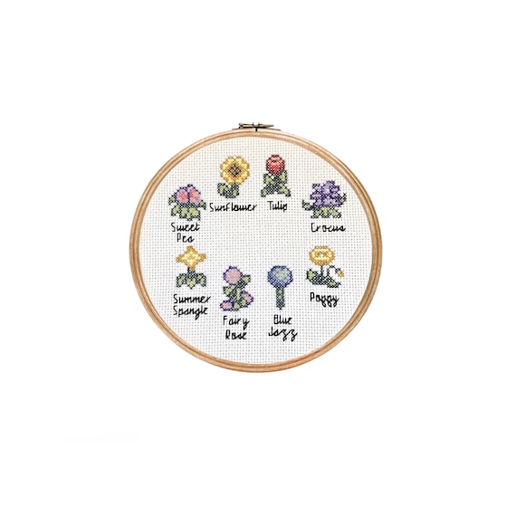 Stardew Valley Flowers With Names Cross Stitch | Etsy
