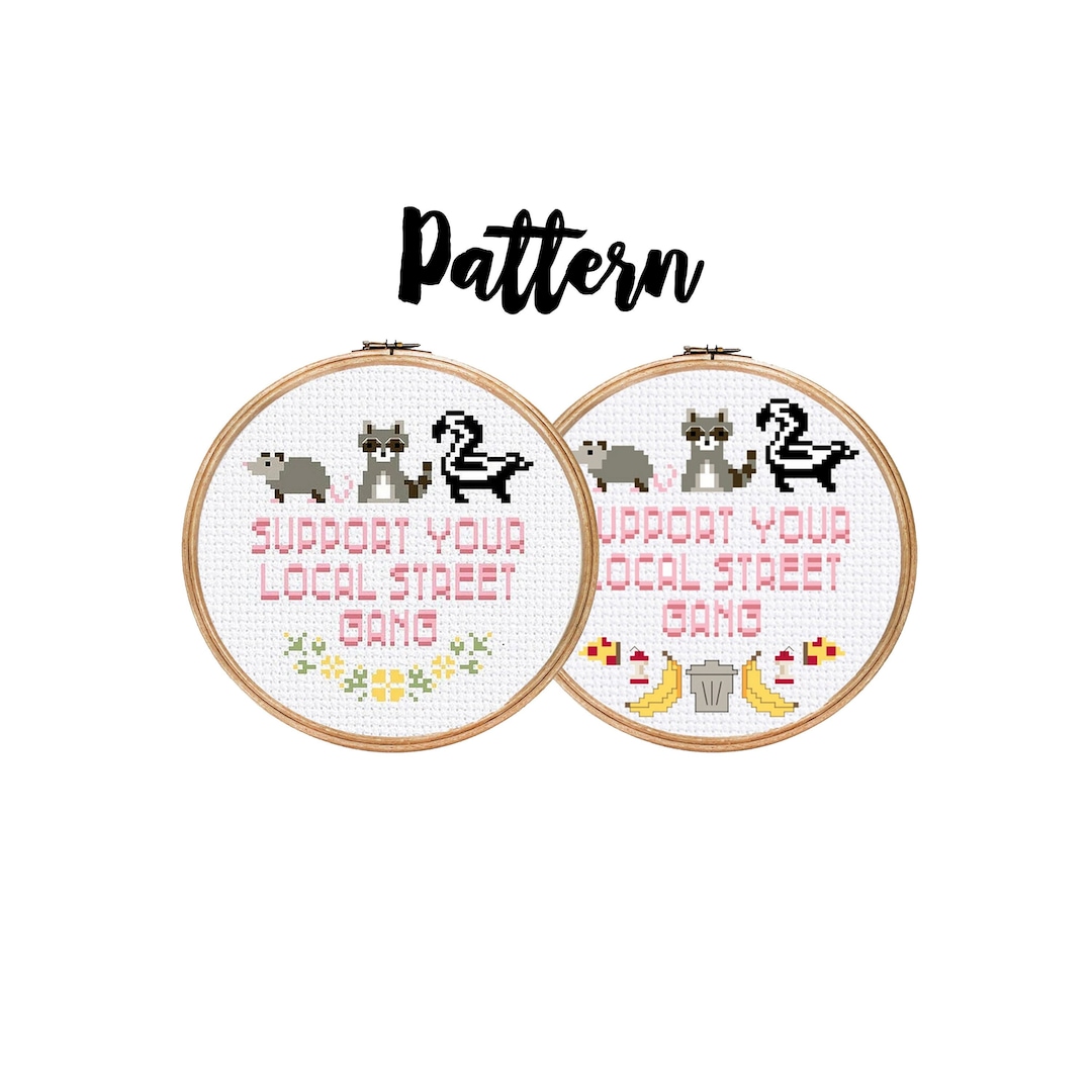 Support Your Local Street Gang || Cross Stitch With Floral Detail - Etsy